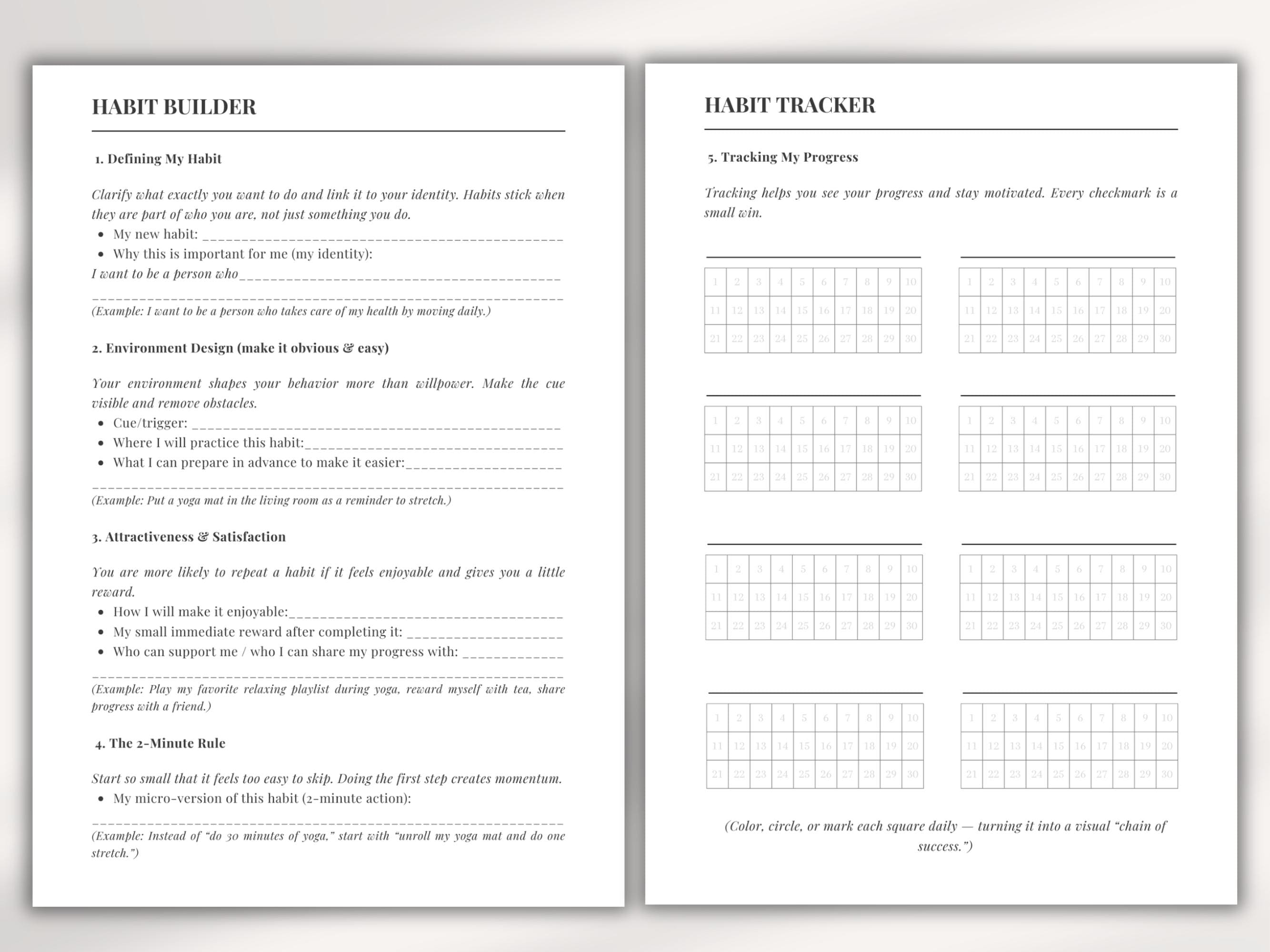 Habit Tracker & Habit Builder, Printable Goal Tracker, Behavioral ...