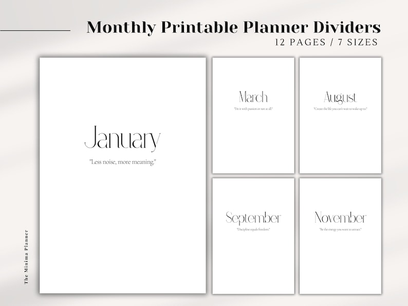 MONTHLY PRINTABLE Planner, Dashboard Set, A5, Personal Size/wide, Half ...
