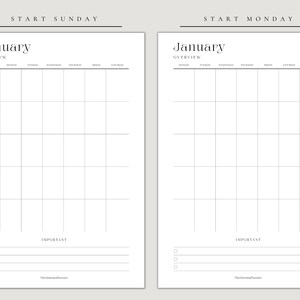 Undated Monthly Calendar, Printable Planner, Dashboard Planner, Inserts ...