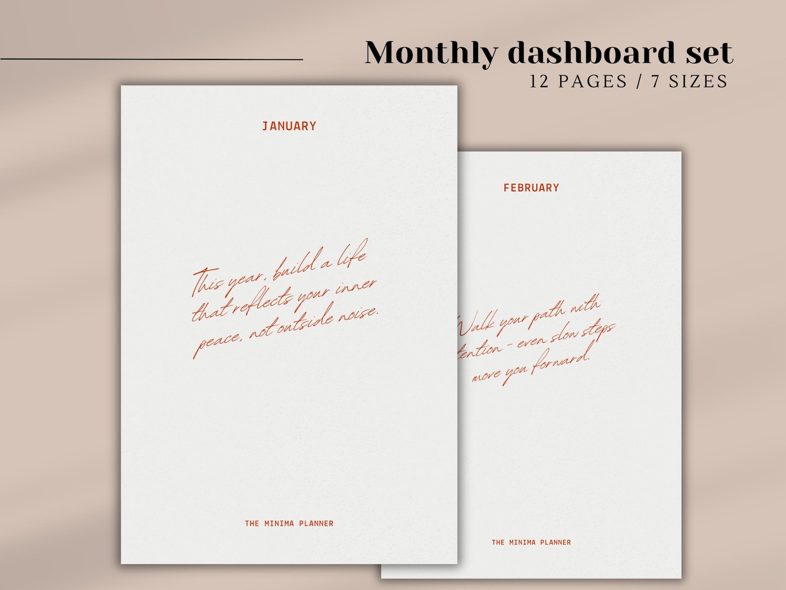 Minimalist Monthly Planner Dashboard Inserts: Printable Affirmations ...