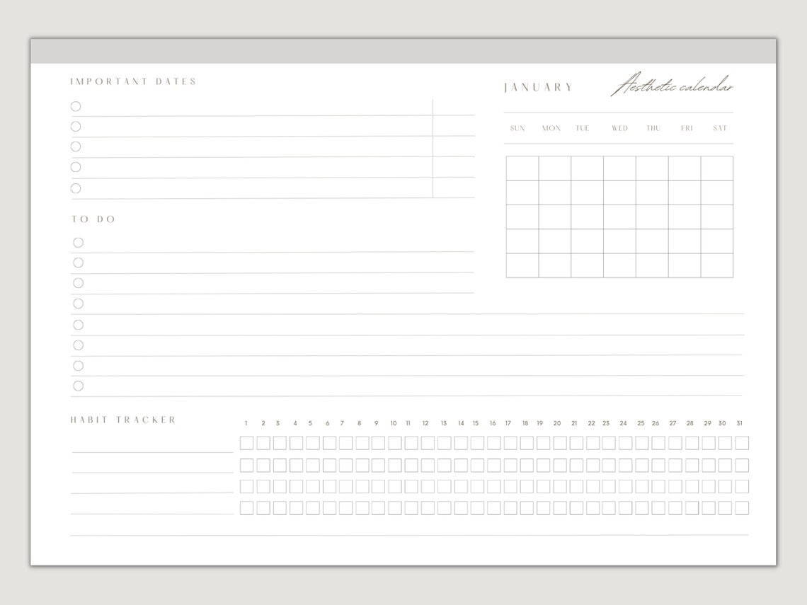 Month at a Glance Printable, Monthly Dashboard, Monthly Overview ...