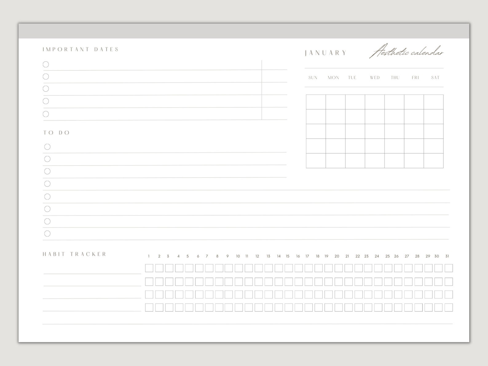 Month at a Glance Printable, Monthly Dashboard, Monthly Overview ...