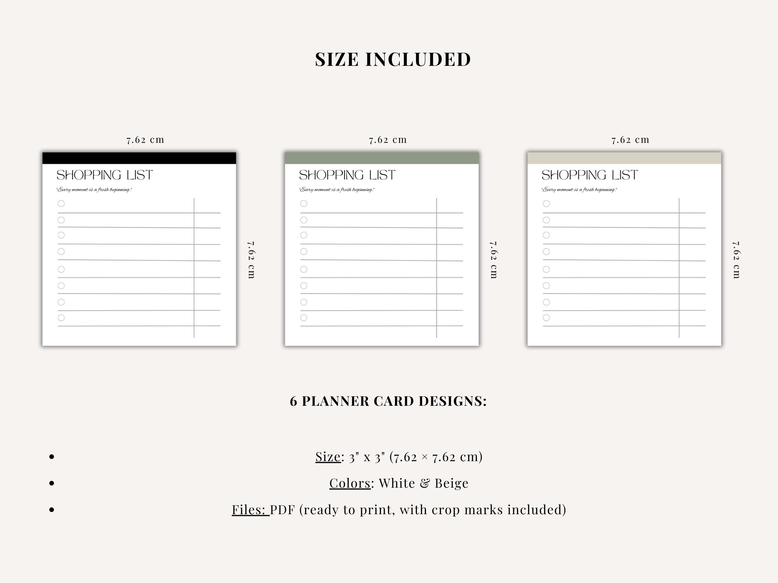 Printable Planner Cards | 3 Color Options | Planner Cards | Journal ...