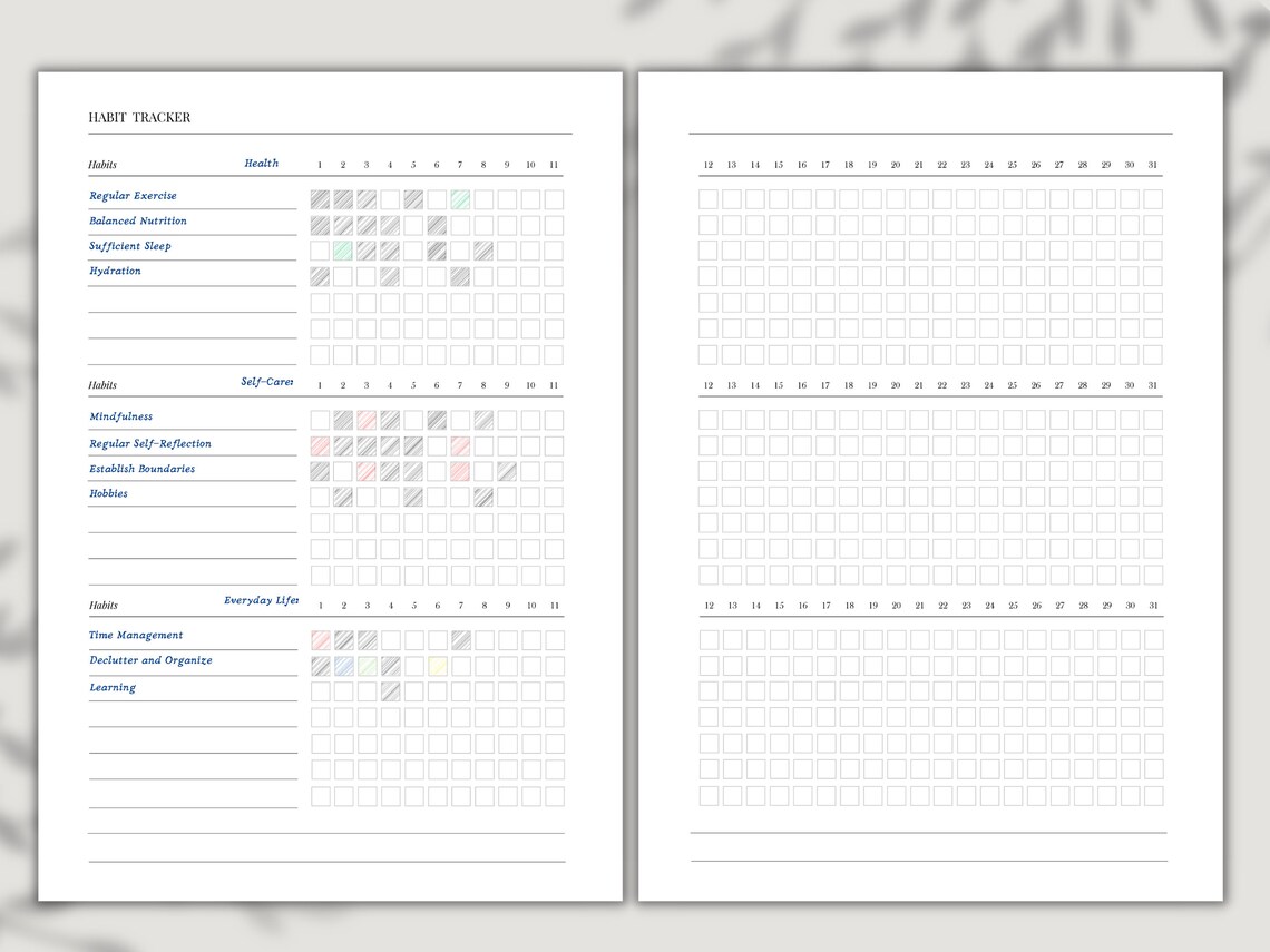 Habit Tracker Printable, Monthly Tracker, Tracker Template, Routine ...