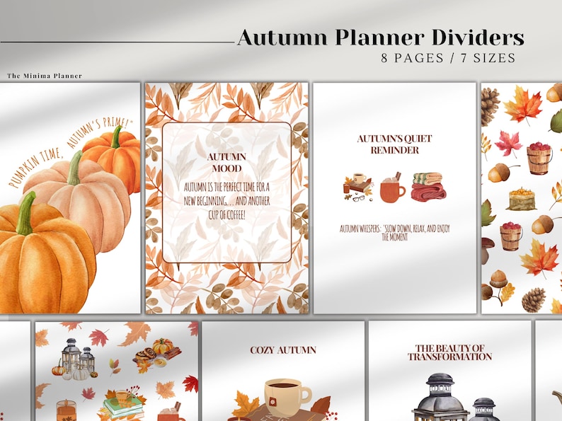 Autumn Dashboard Set, Autumn Planner Dividers - A5, Half Letter ...