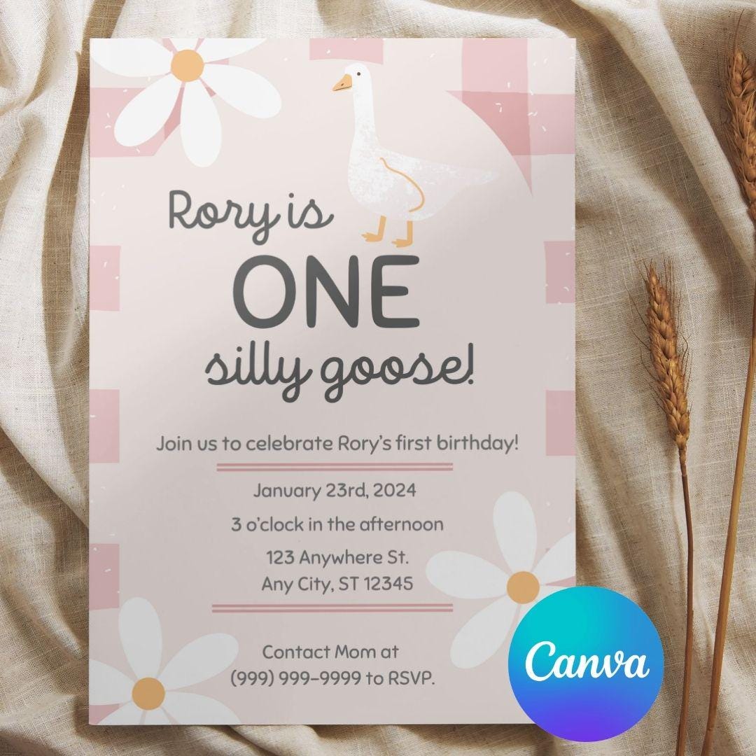 One Silly Goose Birthday Invitation | First Birthday Invitation ...
