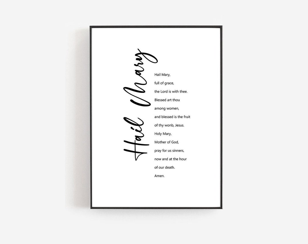 Hail Mary Print Catholic Prayer Bible Verse Christian Scripture ...