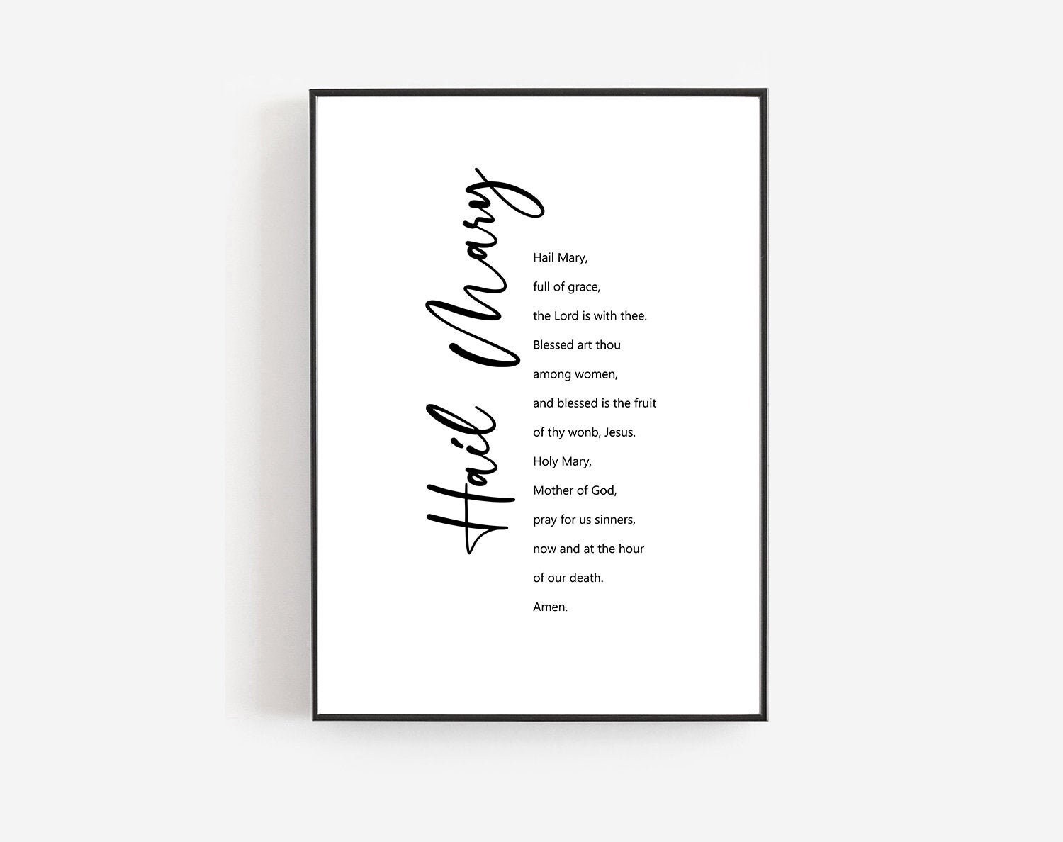 Hail Mary Print Catholic Prayer Bible Verse Christian Scripture ...