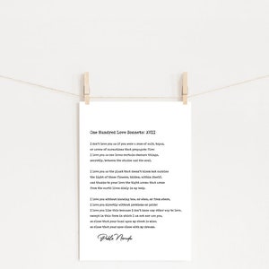 Love Sonnet XVII, Pablo Neruda Print, Typographic Print, Love Poem ...