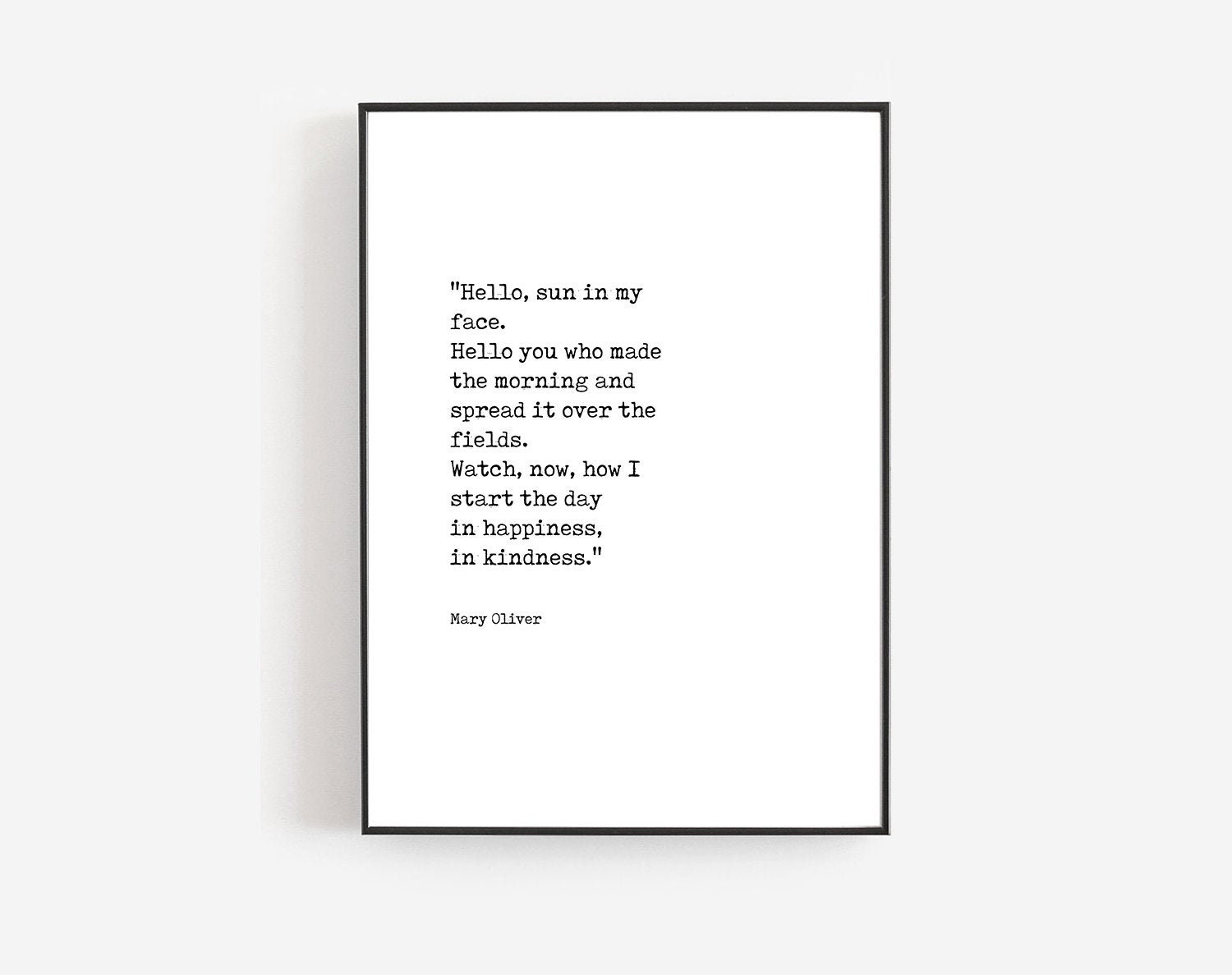 Hello Sun, Mary Oliver, Poetry Print, Bible Art Print, Inspirational ...