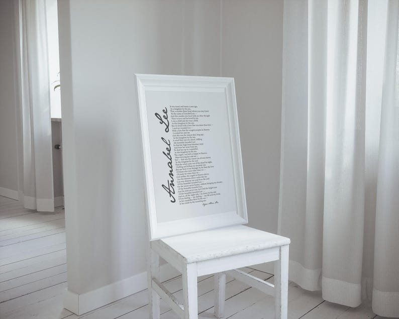 Edgar Allan Poe Annabel Lee Printable Wall Art – Gothic Poetry Decor ...