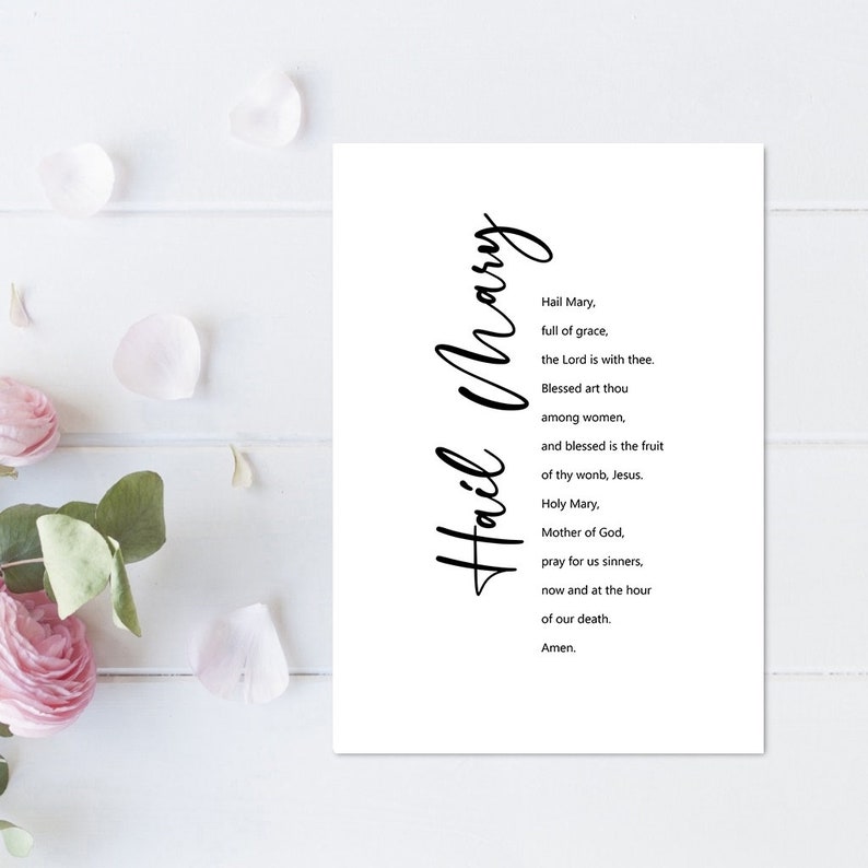 Hail Mary Print Catholic Prayer Bible Verse Christian | Etsy