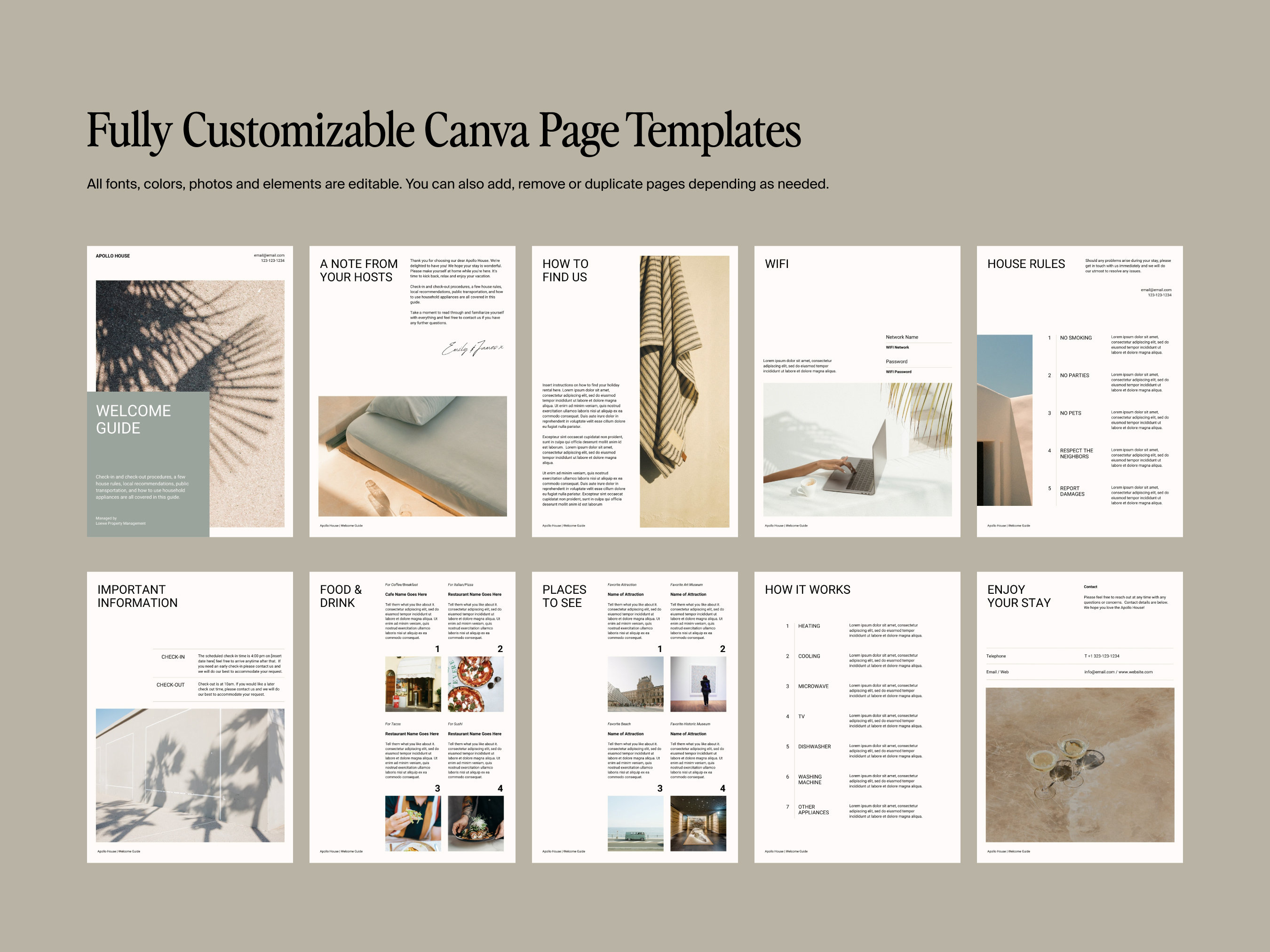 Welcome Book Template Canva Template Airbnb Host Guide Welcome Book ...