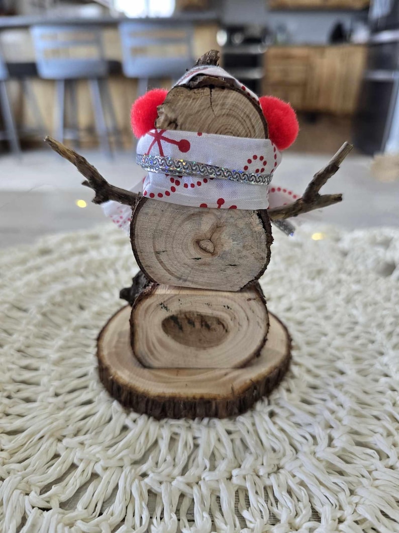 Wooden Snowman With Scarf and Earmuff - Etsy