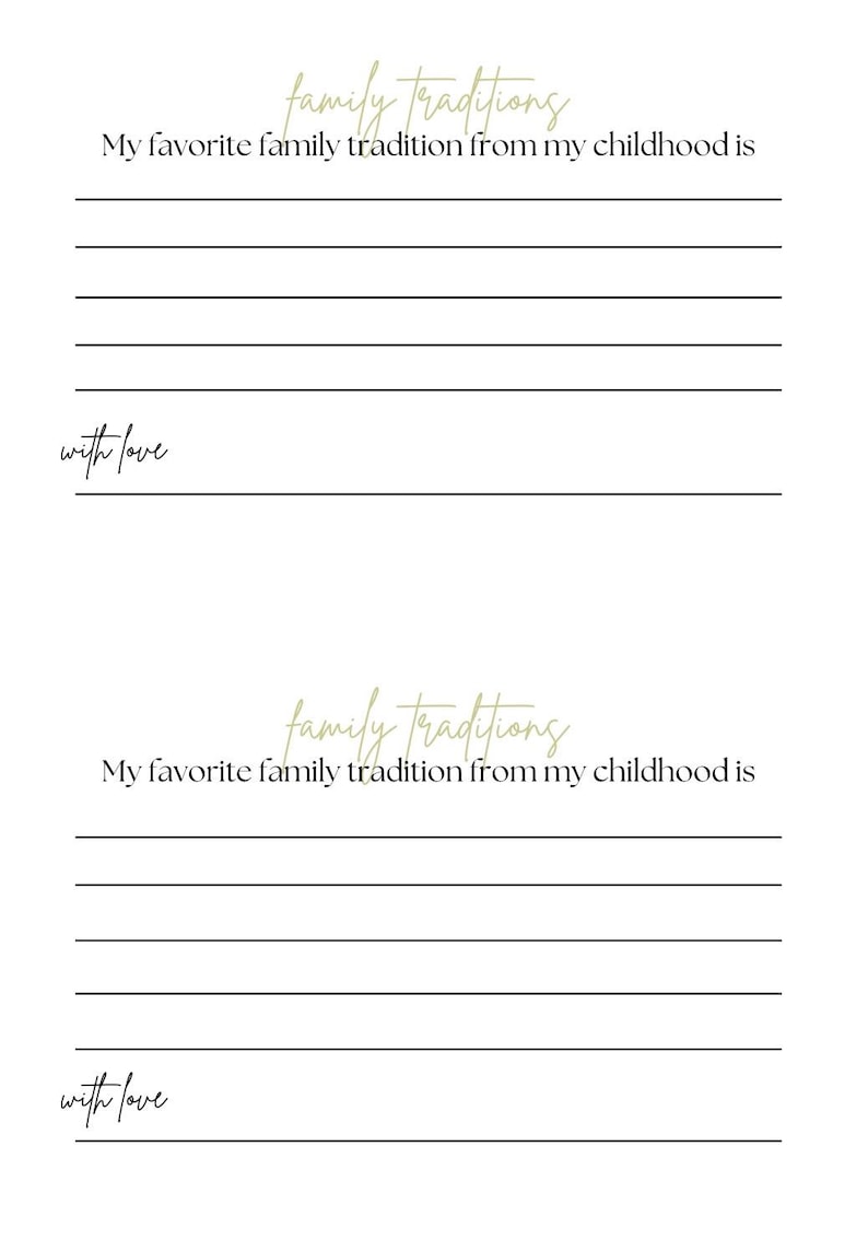 Family Traditions - Baby Shower Activity - Etsy