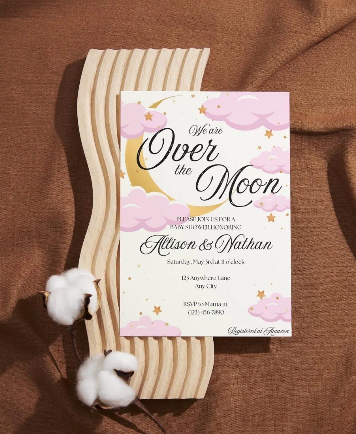 Baby Shower Invitation - Over the Moon - Template - Etsy