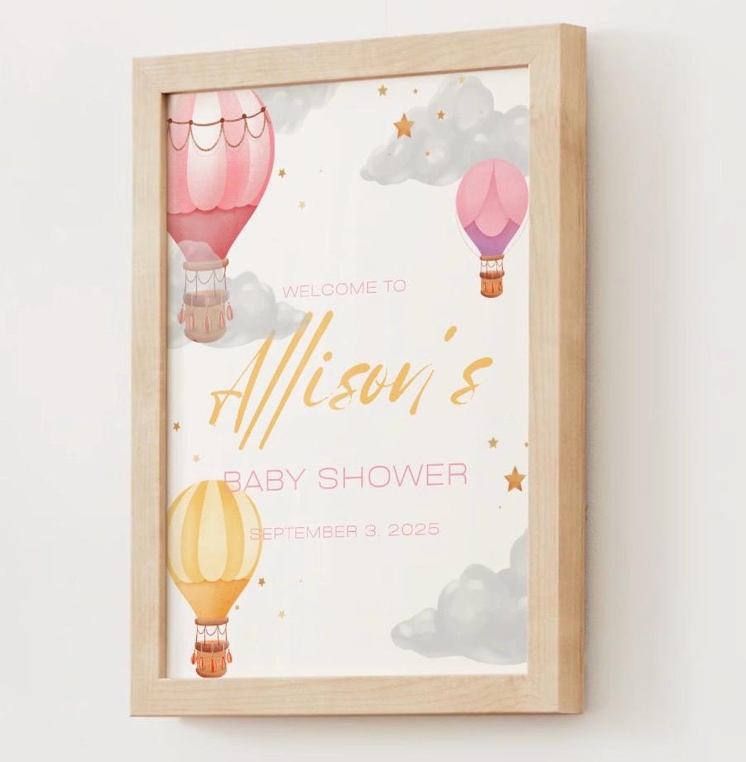 Baby Shower Welcome Sign - Up, Up, and Away - Template - Etsy