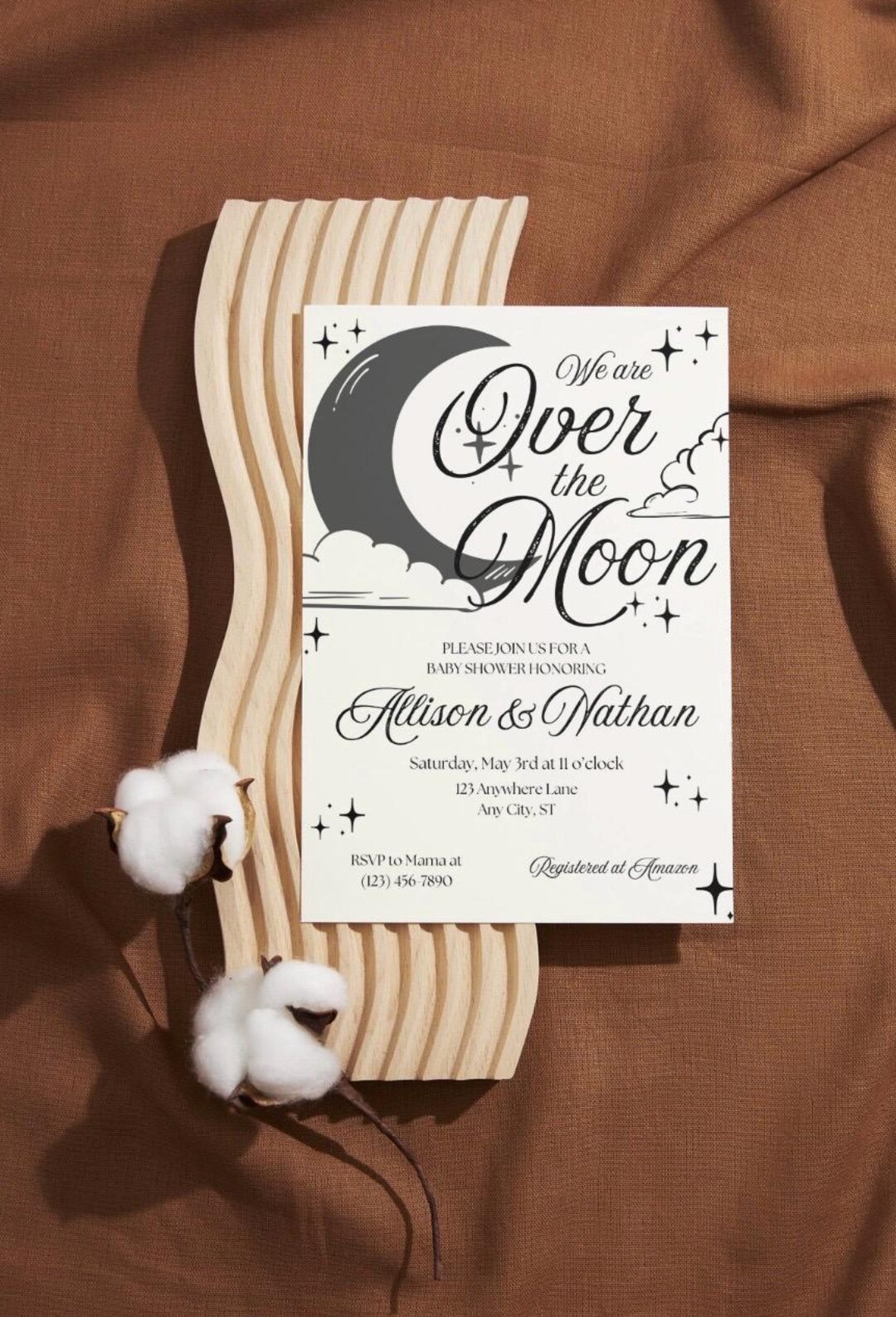 Baby Shower Invitation - Over the Moon - Template - Etsy