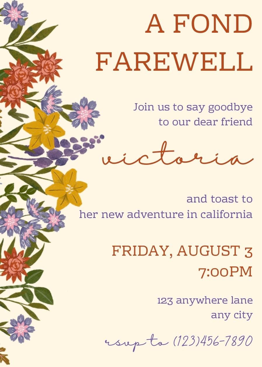 Farewell Party Invitation - Template - Etsy
