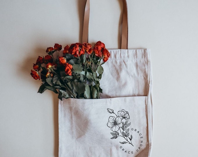 Grace Upon Grace Tote Bag, Cotton Canvas ,tote Bag With Pockets ...