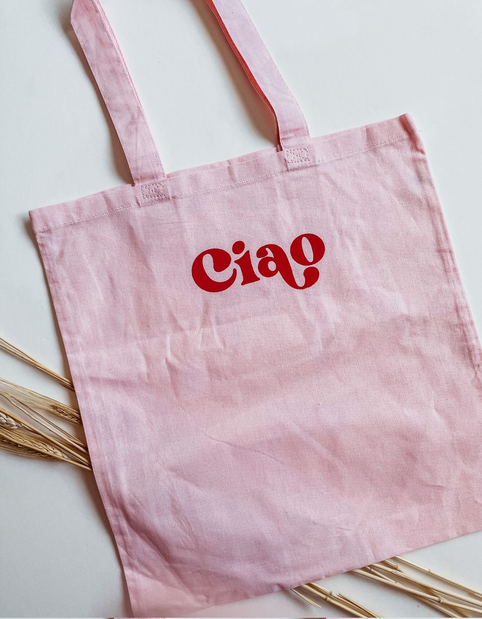 Ciao Tote Bag Pink Tote bag Reusable bag Italian Tote bag. | Etsy
