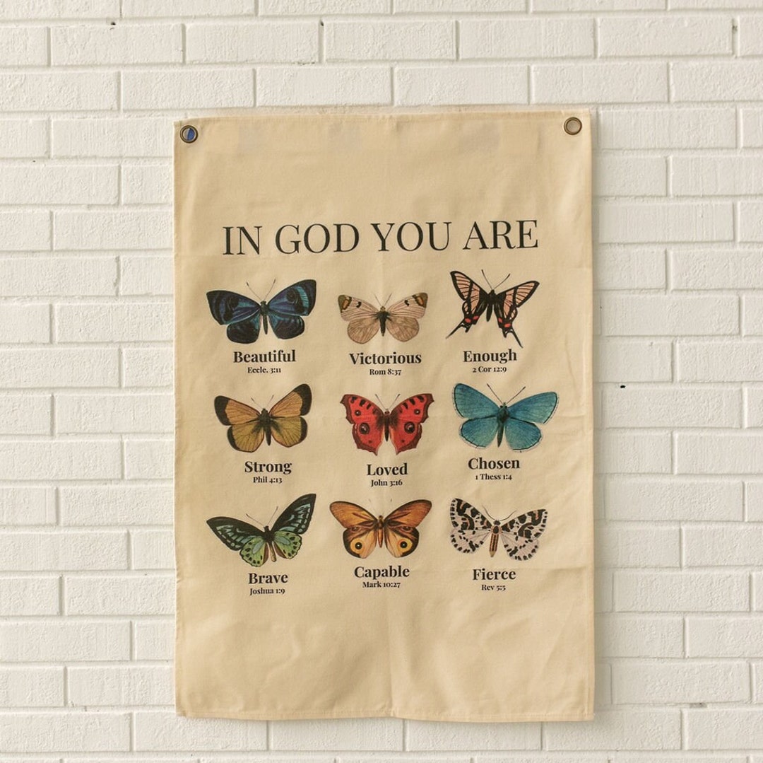 Butterflies Affirmation Words, Canvas Banner , Girls Room Decor , Kids ...