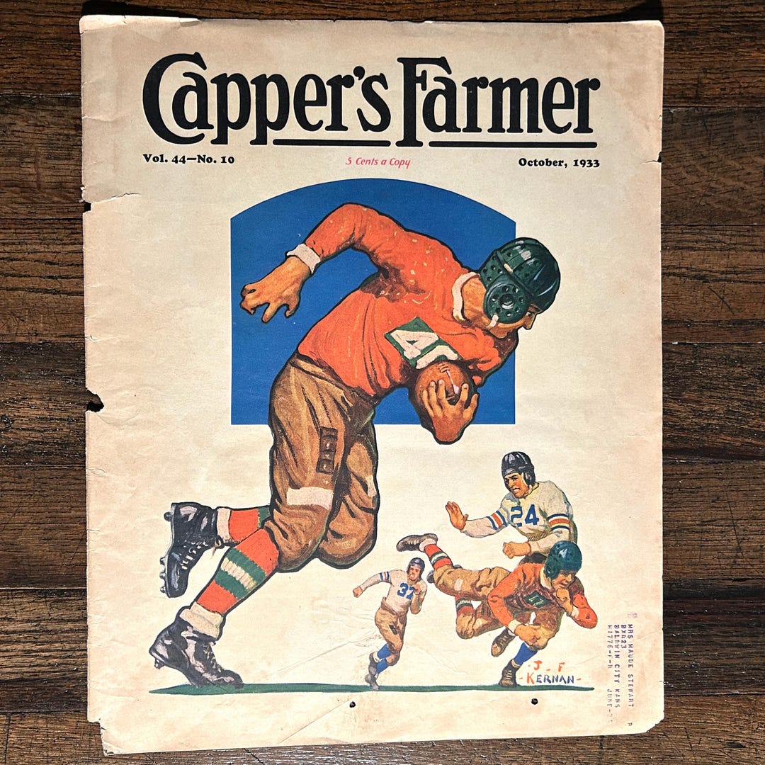 Vintage October 1933 Football Capper's Farmer Magazine Cover Artist ...