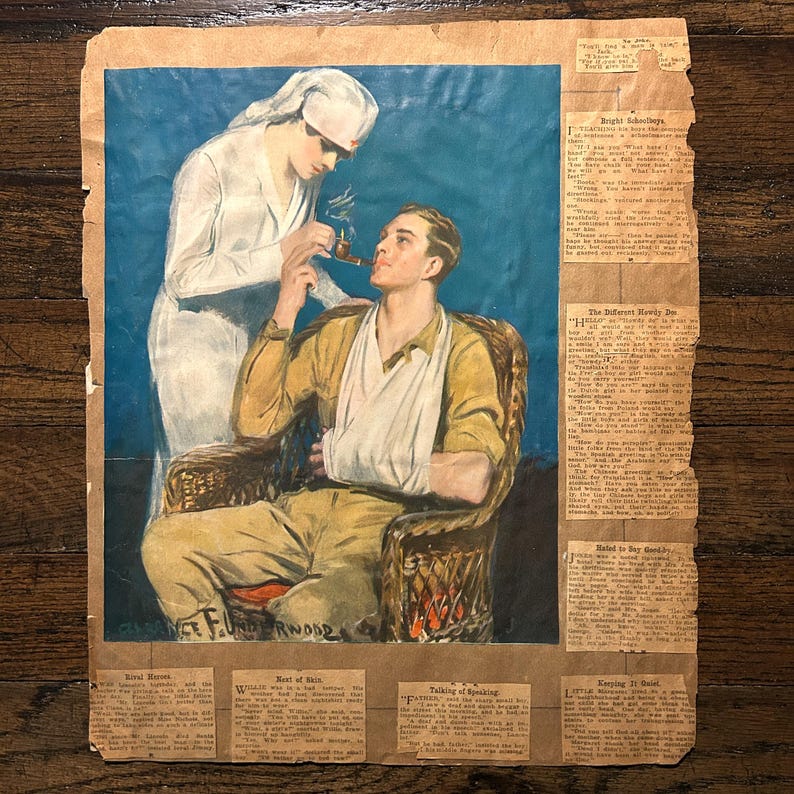 Vintage 1920s Collage Page: WW1 Ephemera by Clarence F. Underwood ...
