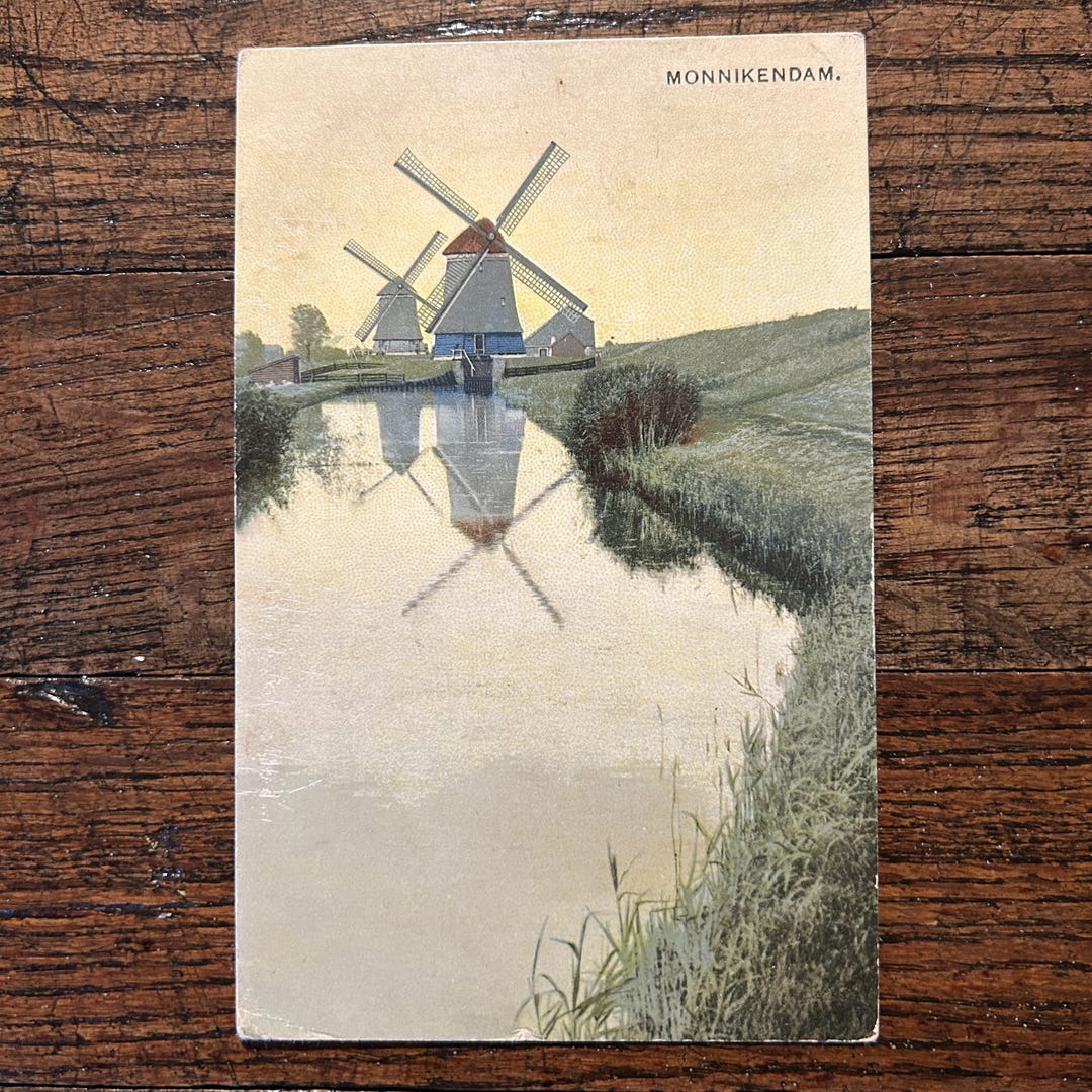 Vintage 1908 Windmill Postcard Netherlands Dutch Landscape Antique ...