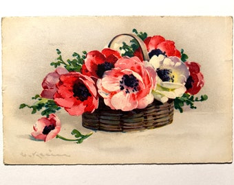 Vintage Catherine Klein Artist Signed Postcard Crocus Lilacs Antique ...