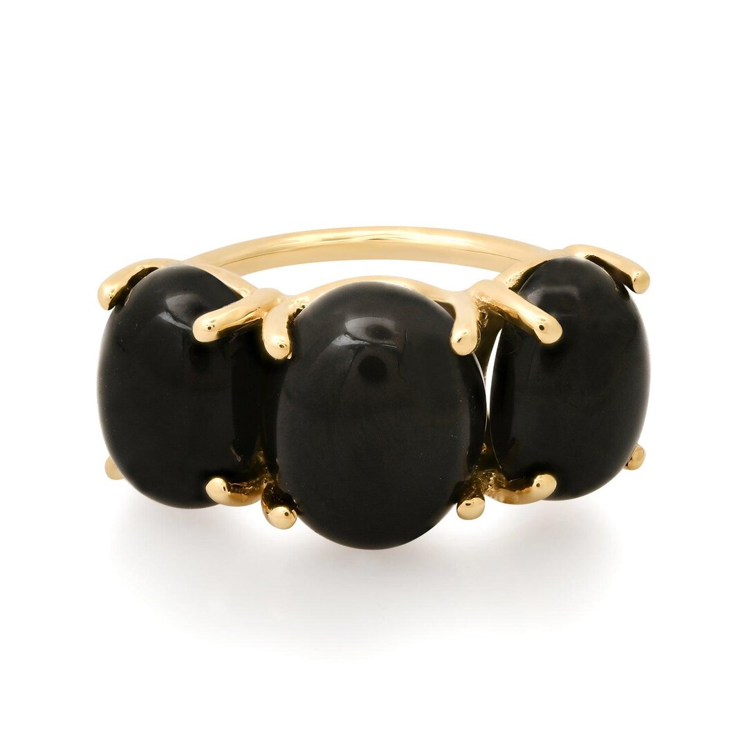 18k Jumbo Black Onyx Gumdrop Ring Natural Dark Black Candy Engagement ...