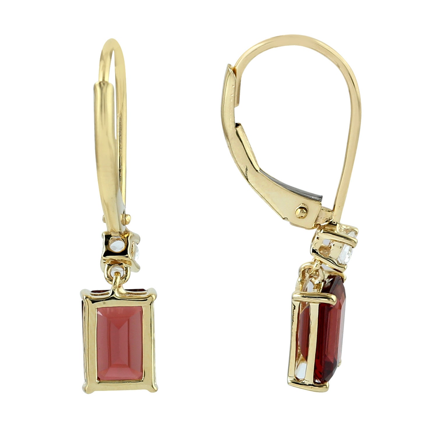 Emerald Cut Garnet Dangle Earrings: 18k Gold Vermeil, January ...