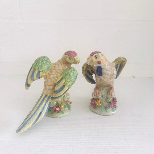 Ceramic Parrot Figurines - Etsy
