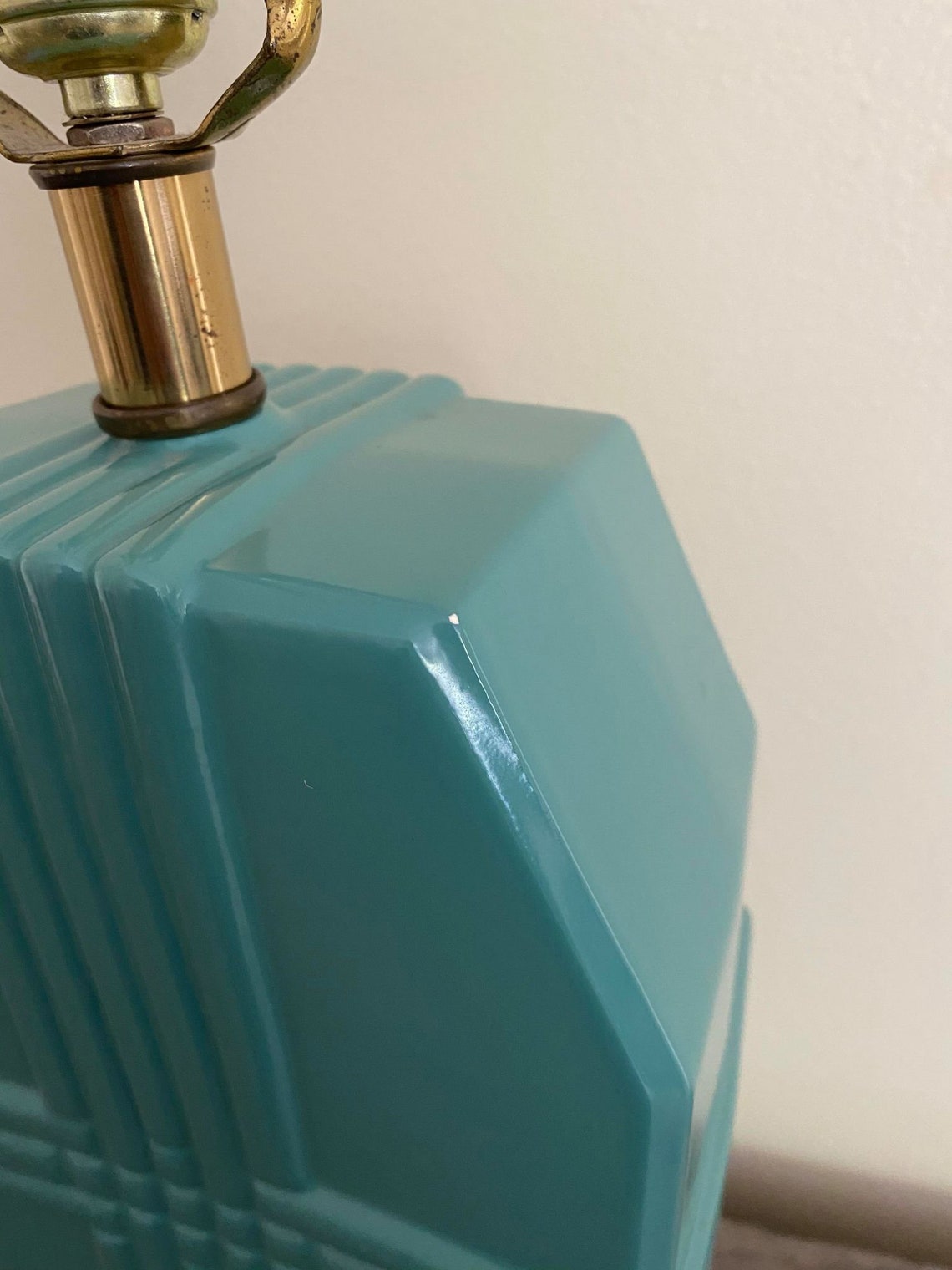 Large Vintage 1980s Pale Green Square Table Lamp American | Etsy