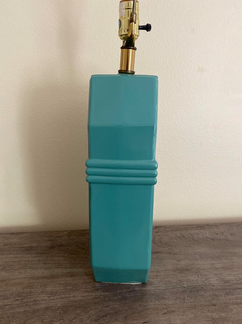 Large Vintage 1980s Pale Green Square Table Lamp American | Etsy