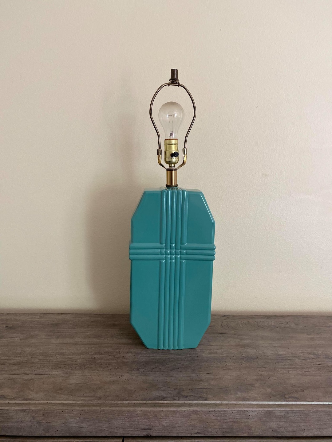 Large Vintage 1980s Pale Green Square Table Lamp American - Etsy