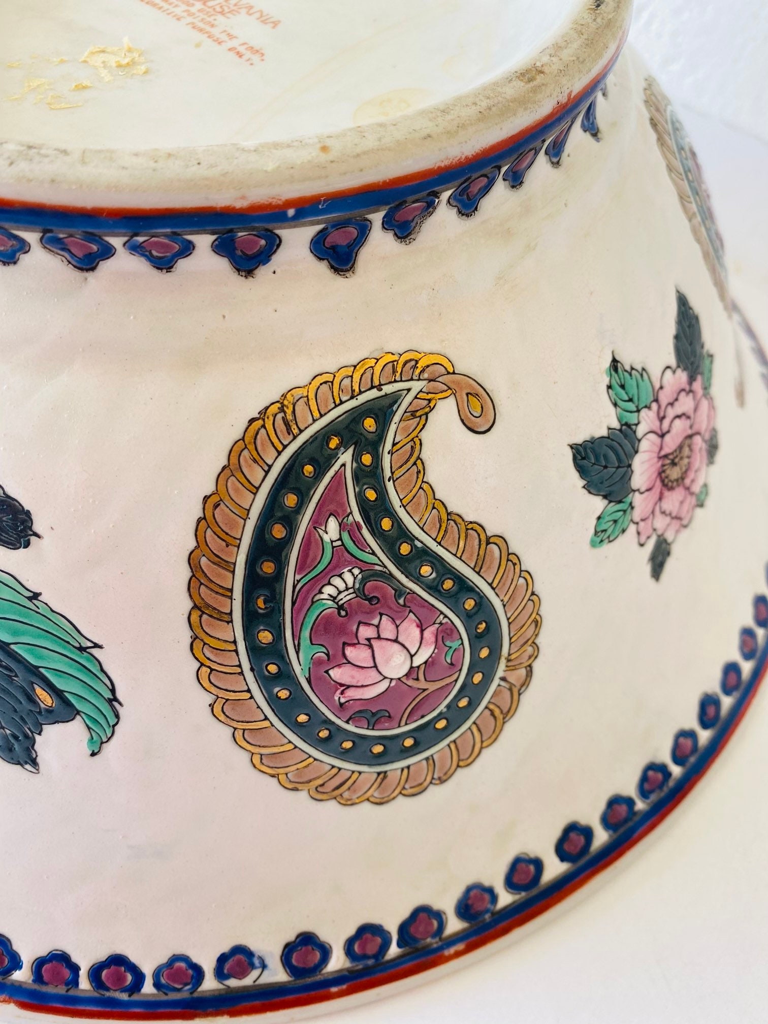 Large Vintage Chinese Punch Bowl Vintage Handmade Hand - Etsy