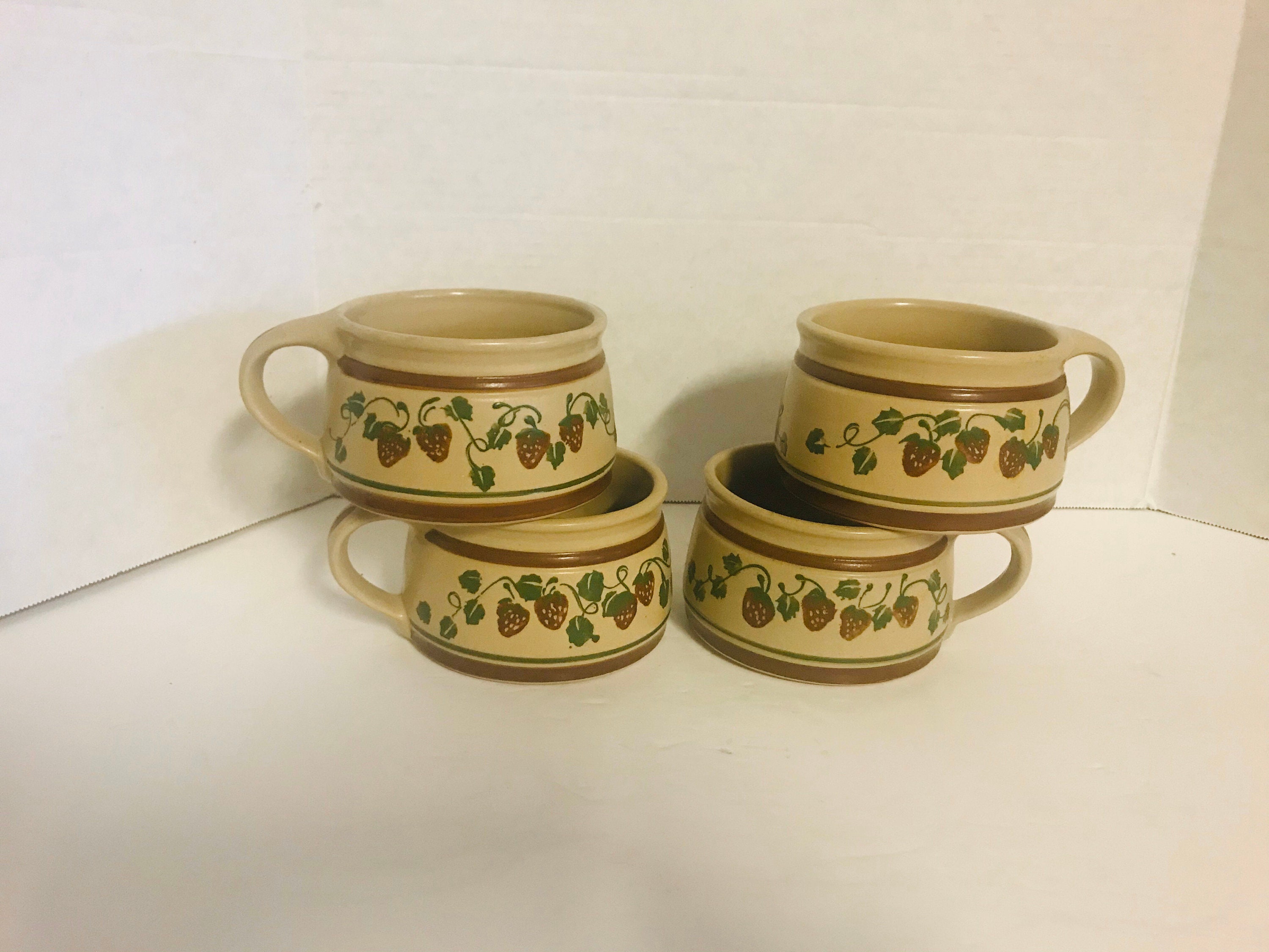 Vintage Olde Cape Cod Stoneware Soup Bowls/crocks Handpainted | Etsy