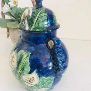 SIGNED Hand Painted Ceramicmexican Pottery Calla Lilly Blue - Etsy