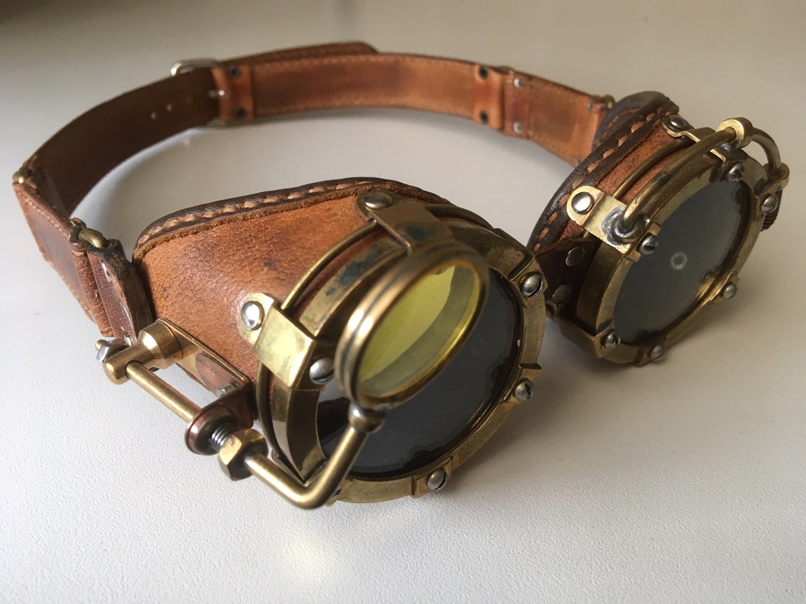 Steampunk Goggles Custom Made Eyewear Cosplay Copper Brass Leather ...