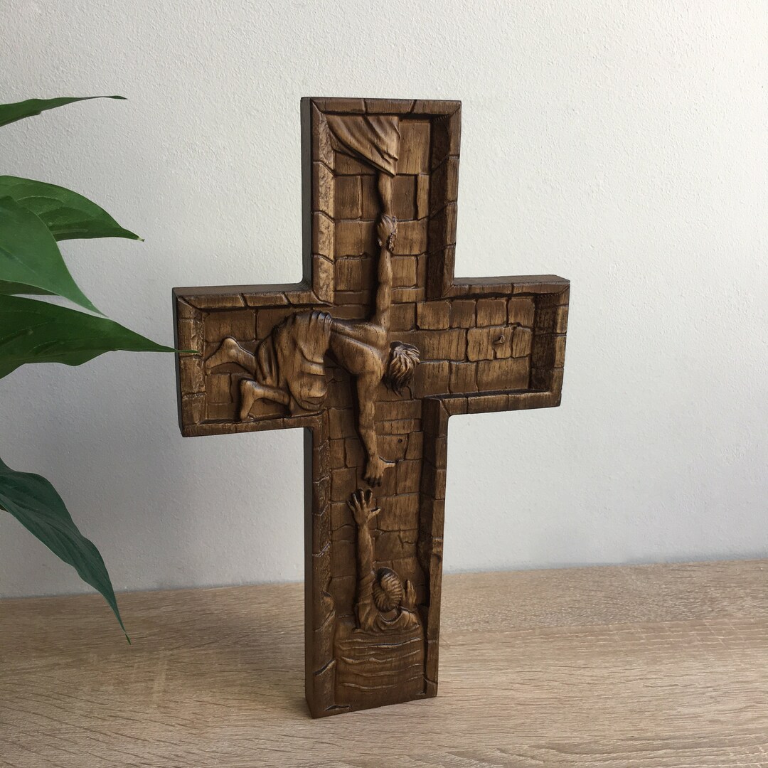 Personalized Wooden Cross on Wall - Catholic Church Wall Decoration ...