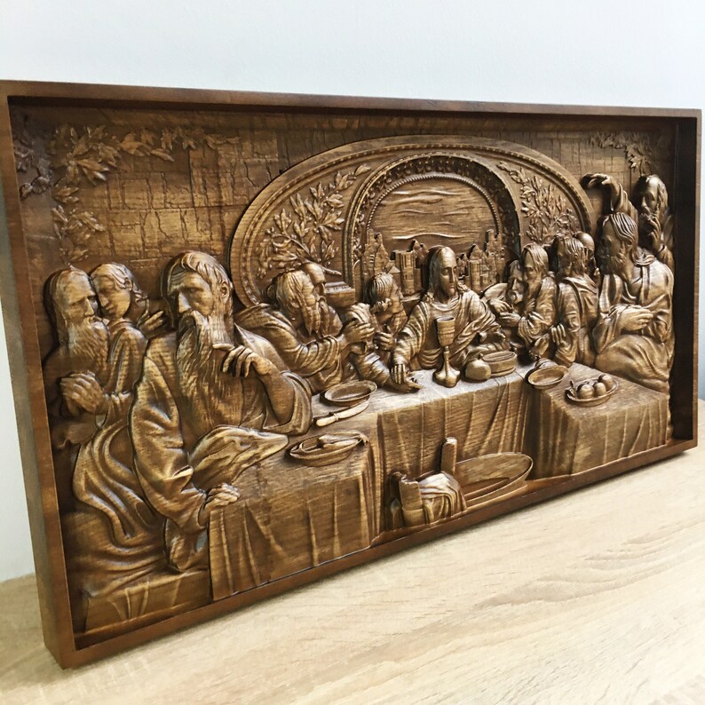 Jesus Last Supper Wood Carving Picture Religious Wall - Etsy