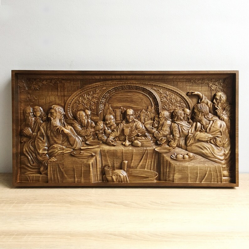 Jesus Last Supper Wood Carving Picture Religious Wall - Etsy