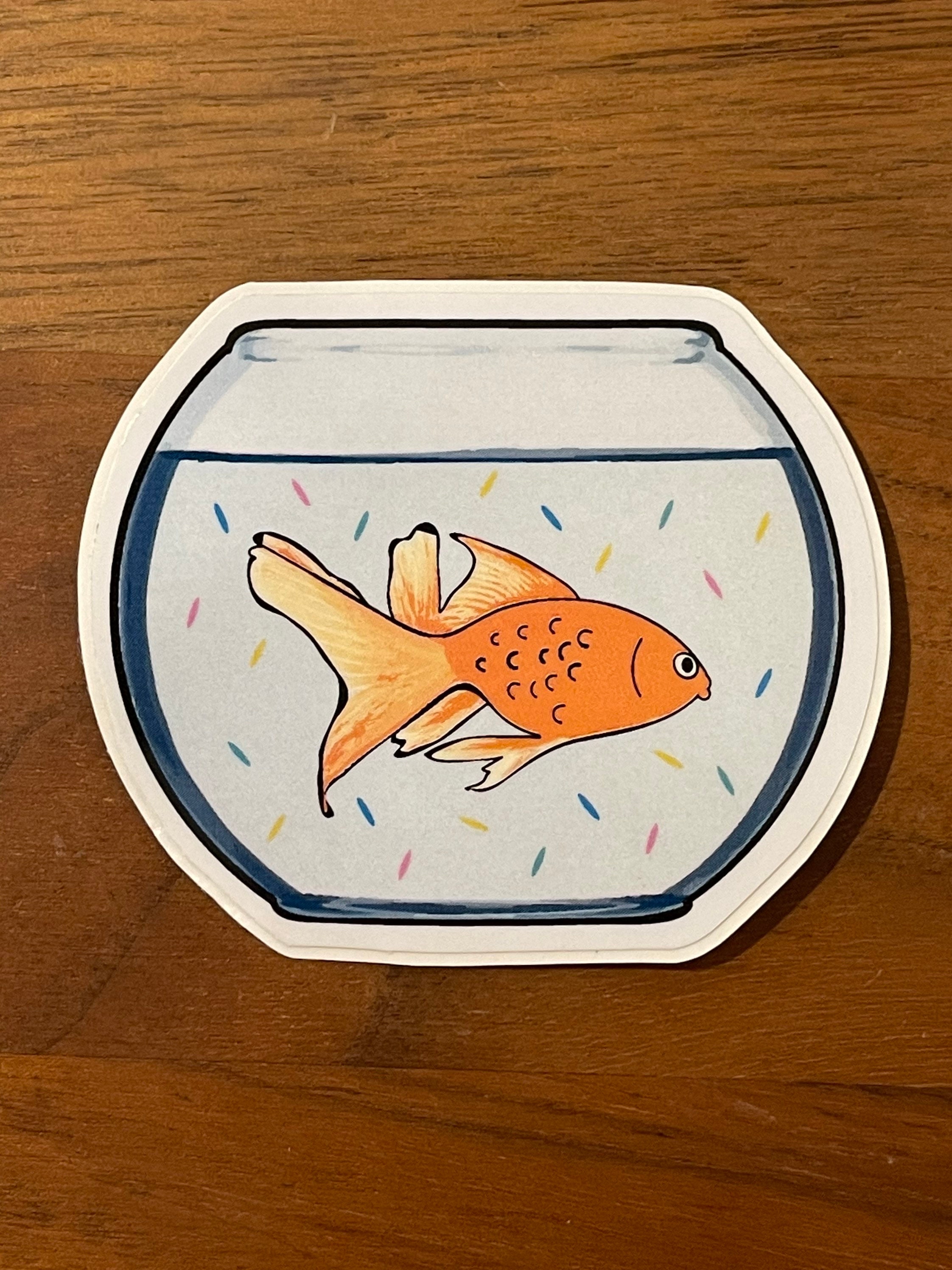 Goldfish in Bowl Vinyl Sticker 2 x 2.25 inches | Etsy