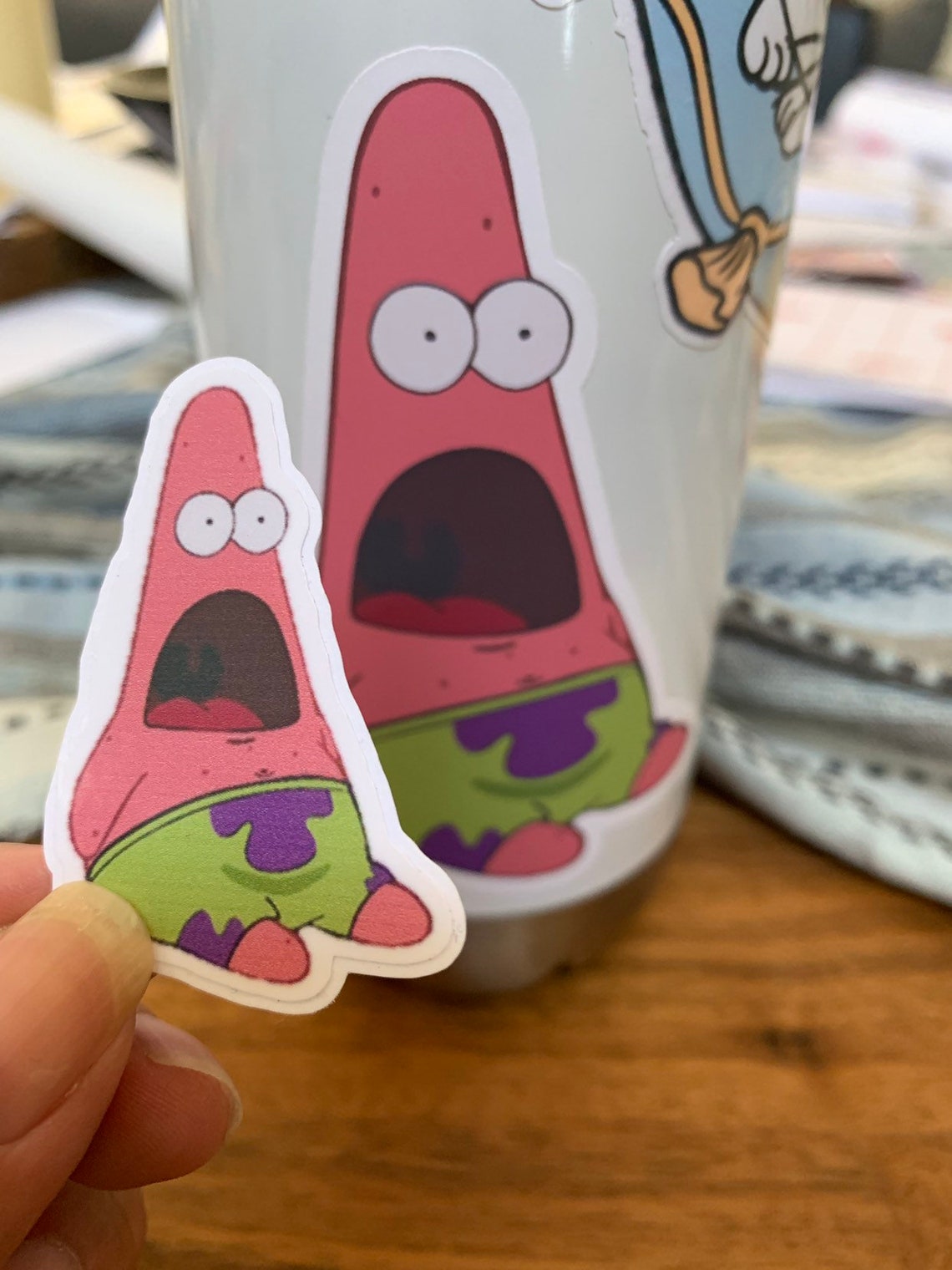 Tiny Patrick Star Shocked Vinyl Sticker - Etsy