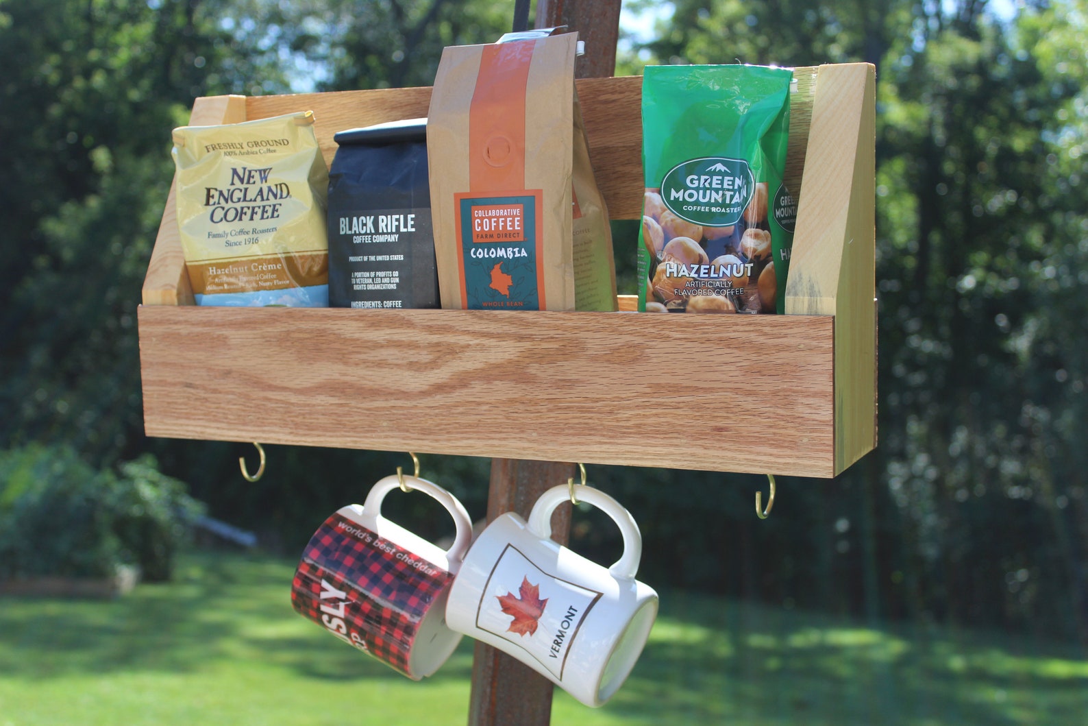 Wood Shelf/ Coffee Rack and Mug Holder/ Wall Mounted - Etsy