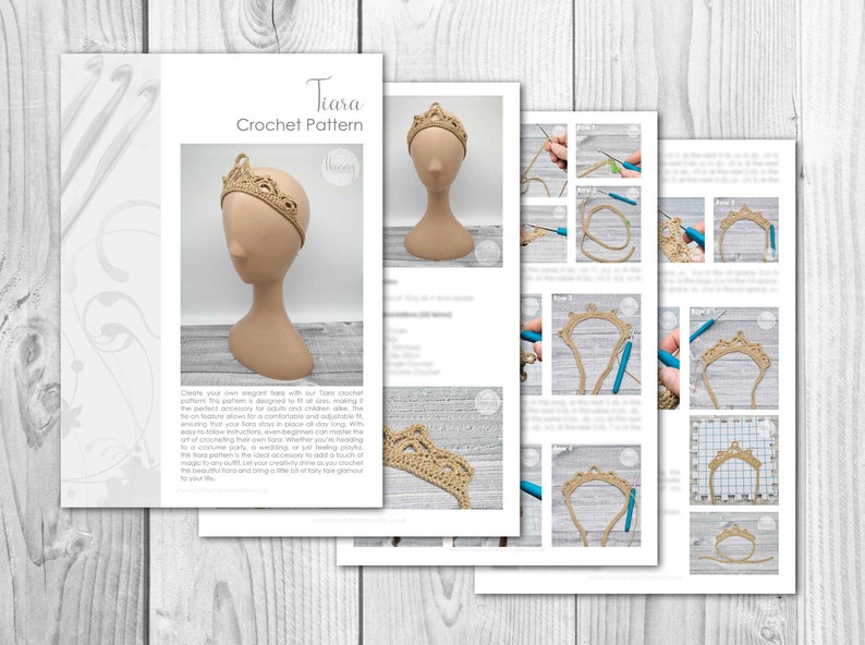 Crochet Tiara Pattern: Queen Princess Crown (PDF Digital Download ...