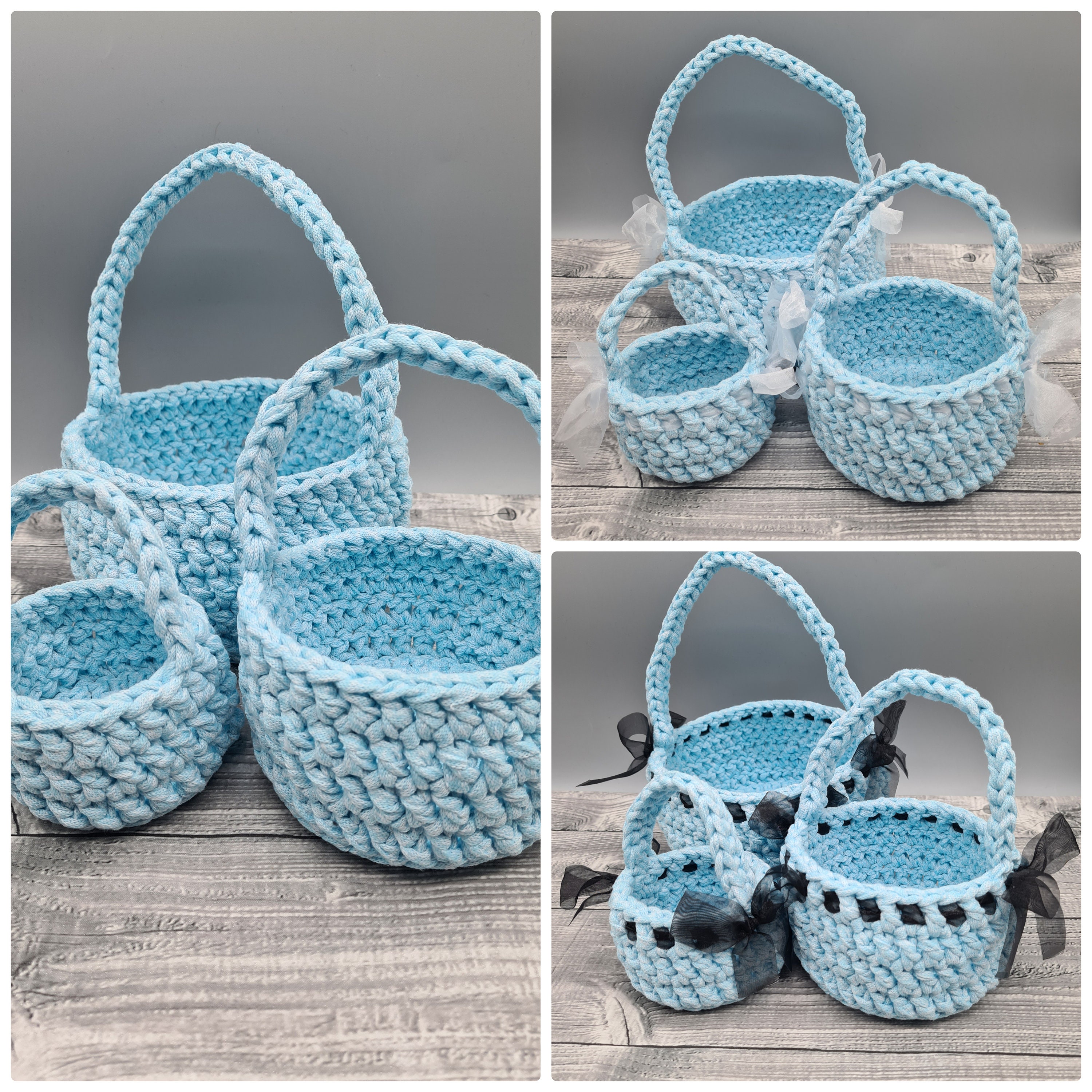 Neon Basket Crochet Black, White or No Ribbon Easter Basket Flower Girl ...