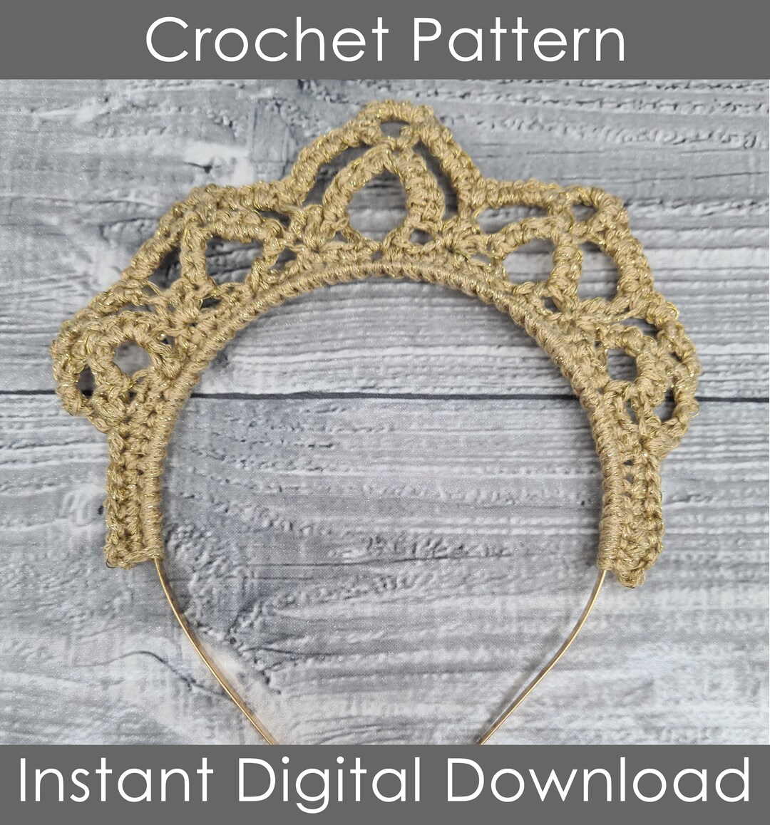Headband Tiara - Crochet Pattern • Queen or Princess Crown • Fancy ...