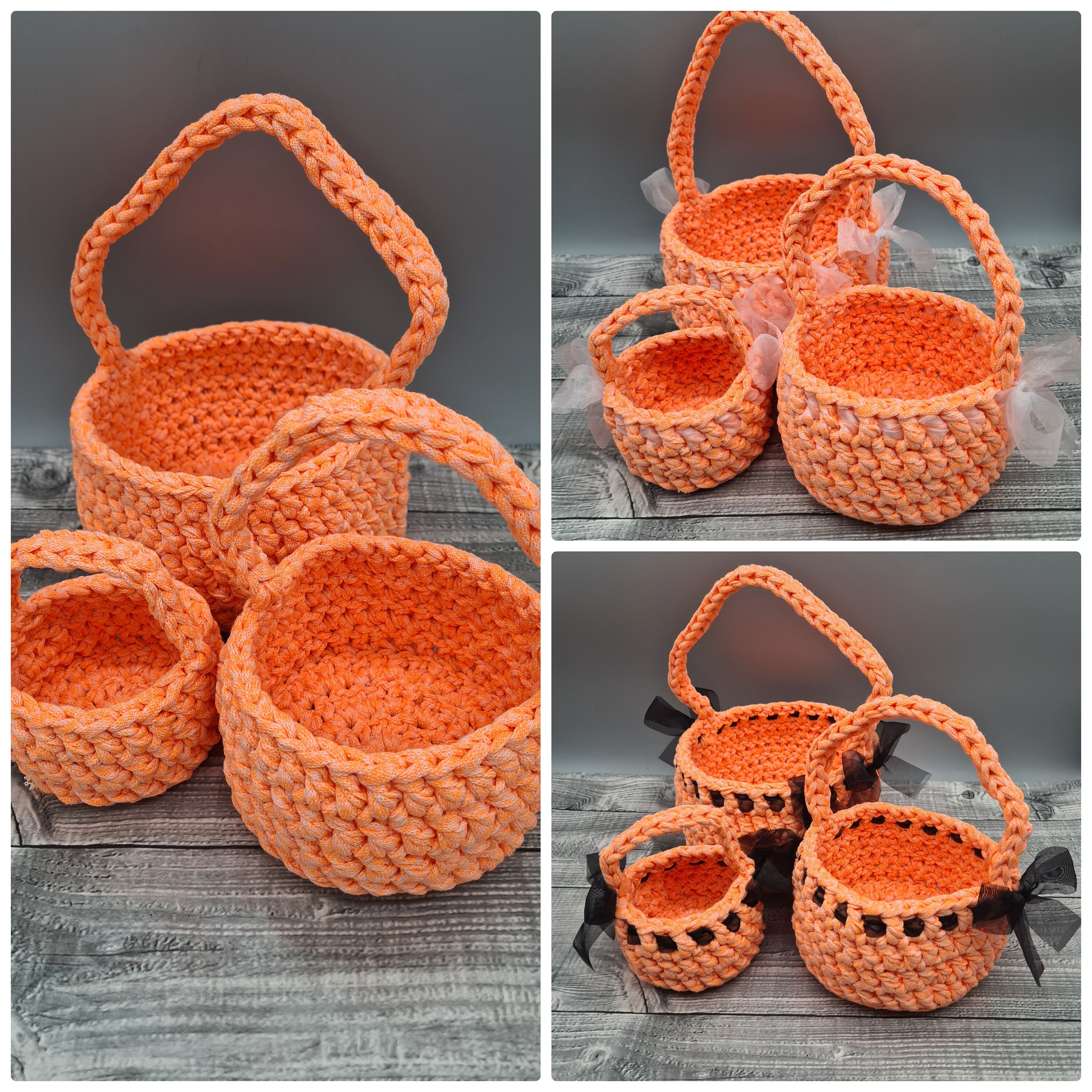 Neon Basket Crochet Black, White or No Ribbon Easter Basket Flower Girl ...